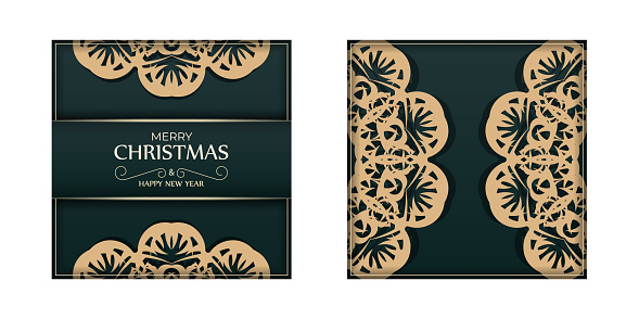 Template Kartu Ucapan Selamat Natal Berwarna Hijau Tua Dengan Corak