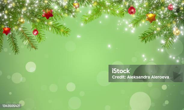 Latar Belakang Hijau Muda Dengan Karangan Bunga Pohon Natal Yang