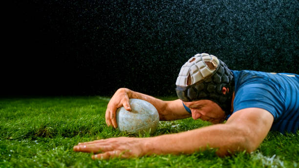 Free Stock Photo of Rugby player diving forward during competitive game ...