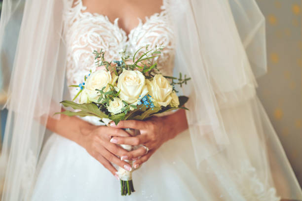 Free Stock Photo of Bride in wedding dress holding a bouquet | Download ...