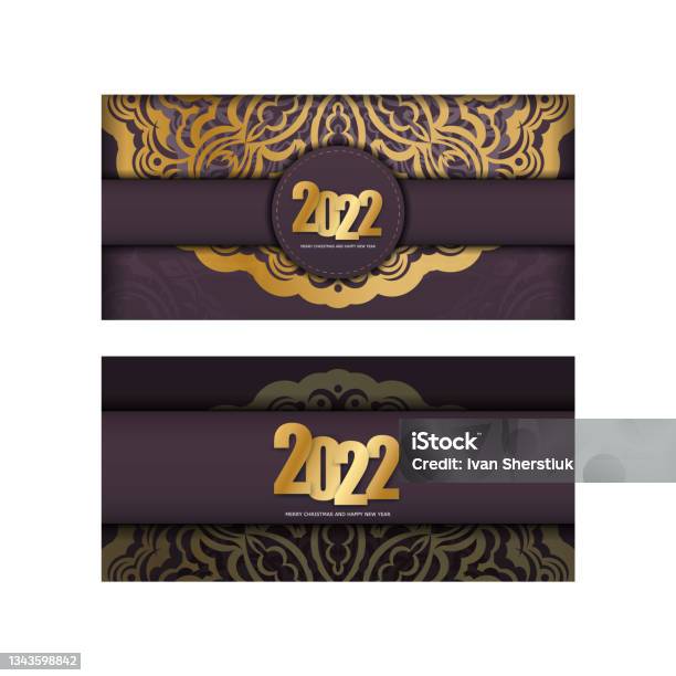Template Brosur Ucapan Selamat Natal Dan Tahun Baru 2022 Warna Burgundy