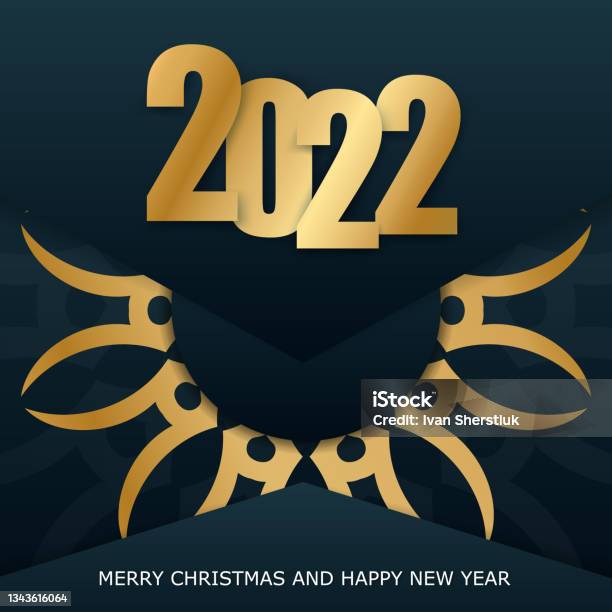 Brosur Ucapan Selamat Natal 2022 Dan Selamat Tahun Baru Biru Tua Dengan