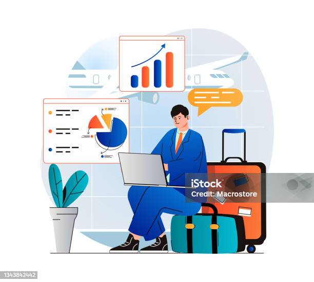 Konsep Kerja Freelance Dalam Desain Datar Modern Pengusaha Bekerja Di