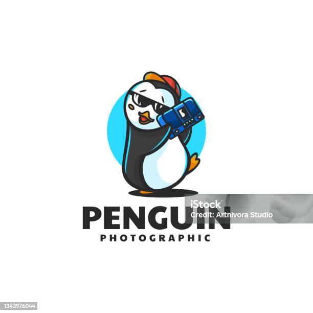 Vetores De Ilustração Vetorial Pinguim Mascote Estilo Desenho Animado E