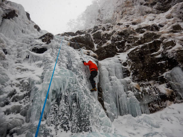Free picture: Extreme mountain climbers climbing on snowy mountain peak