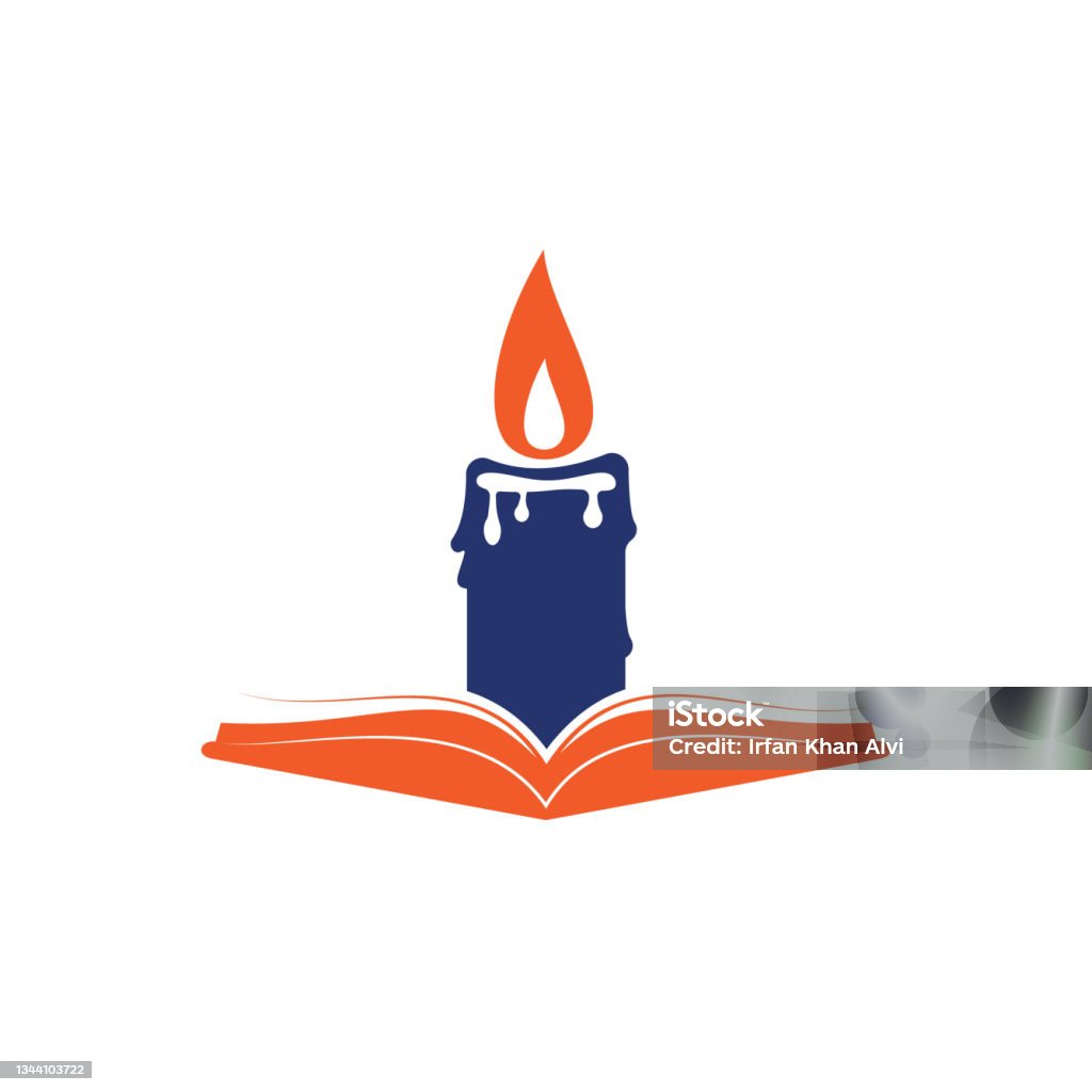 Buku Desain Logo Vektor Cahaya Template Desain Logo Vektor Buku Dan Lilin Ilustrasi Stok Unduh