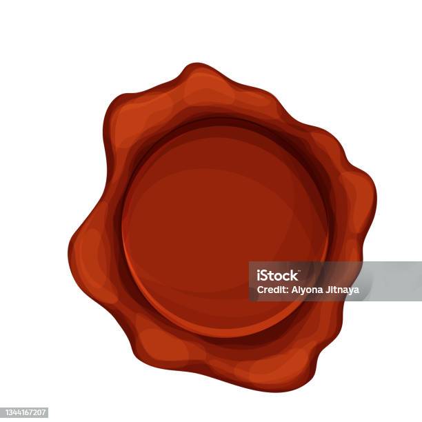 Sceau De Cire Rond Souche Couleur Rouge Dans Le Style Dessin Animé