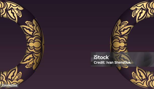 Spanduk Burgundy Dengan Ornamen Emas Vintage Dan Tempat Untuk Teks Anda