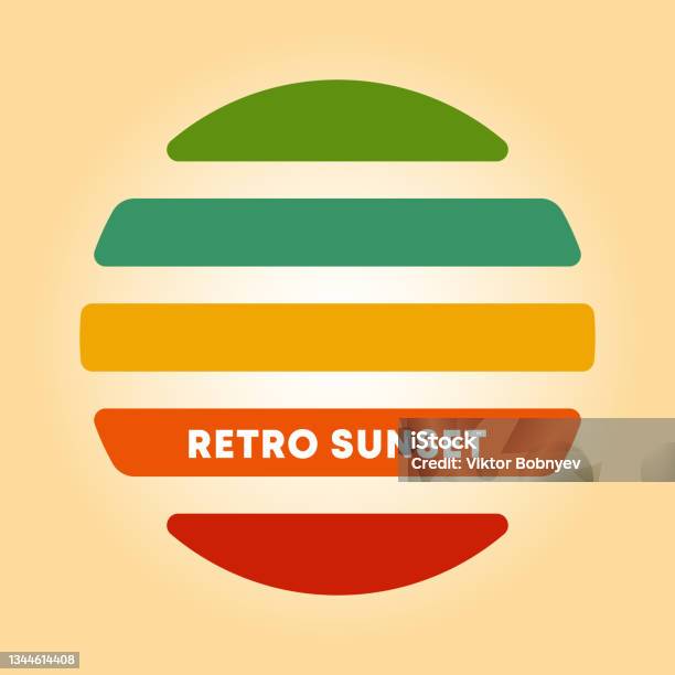 Poster Retro Sunset Dengan Palet Warna Vintage Ilustrasi Vektor