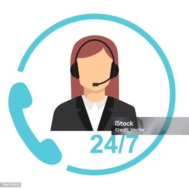 Ilustración De Call Center Icono De Call Center Con Una Operadora Mujer