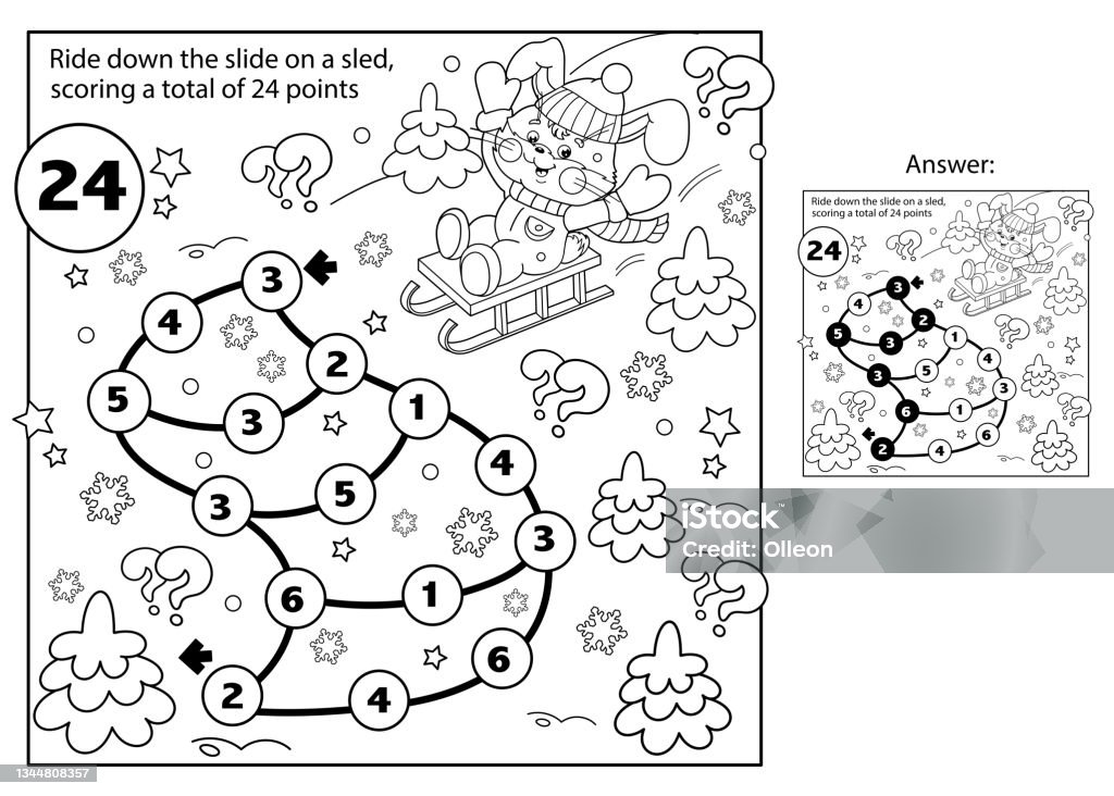 Jeu Daddition Mathématique Puzzle Pour Les Enfants Labyrinthe Coloriage