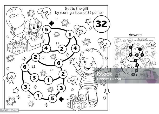 Jeu Daddition Mathématique Puzzle Pour Les Enfants Labyrinthe Coloriage