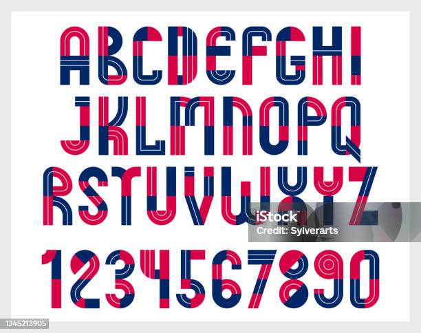 Desain Vektor Font Asli Geometris Huruf Alfabet Tipografi Geometris