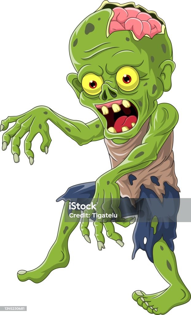 Zombie De Dessin Animé Isolé Sur Fond Blanc Vecteurs Libres De Droits