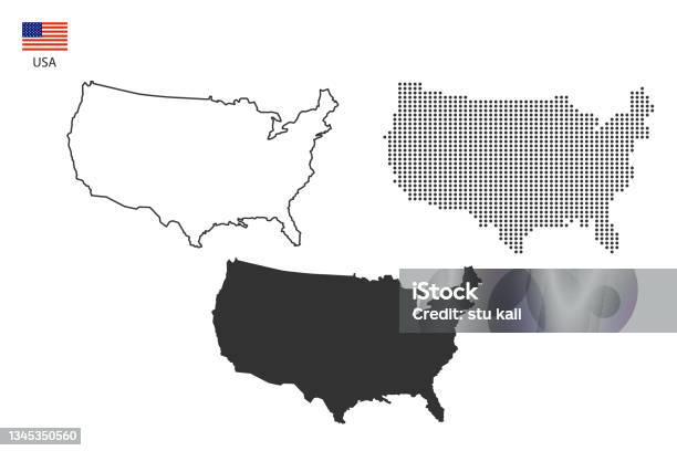 3 Versions De La Carte Des Étatsunis Vecteur De Ville Par Un Style De