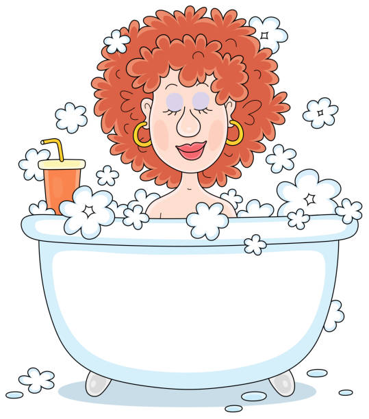 Drawing Of The African Woman In Bubble Bath Illustrations Royalty Free