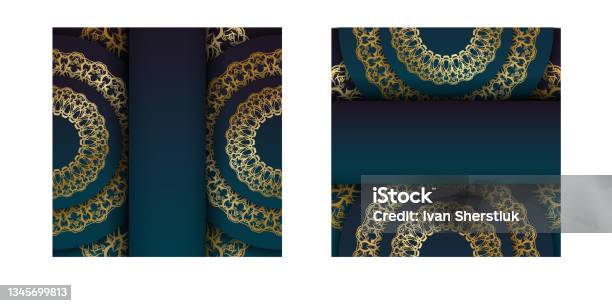 Template Congratulatory Brosur Dengan Warna Biru Gradien Dengan Pola