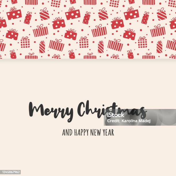 Kartu Ucapan Dengan Kotak Hadiah Natal Dan Keinginan Vektor Ilustrasi