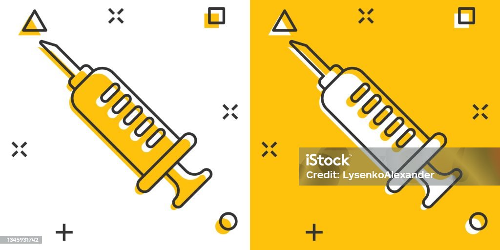 Ikon Jarum Suntik Dalam Gaya Komik Suntikkan Ilustrasi Vektor Kartun