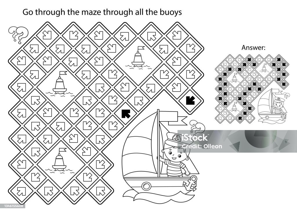 Labyrinthe Ou Jeu De Labyrinthe Puzzle Coloriage Contour Du Voilier De