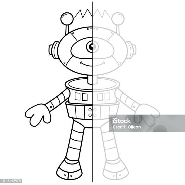 Menggambar Secara Simetris Mewarnai Garis Besar Halaman Robot Kartun ... Menggambar Secara Simetris Mewarnai Garis Besar Halaman Robot Kartun ...