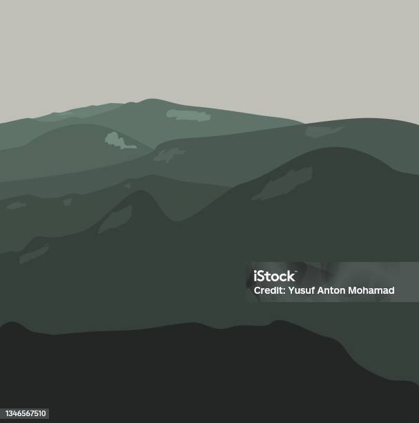 Templat Desain Sampul Lanskap Gunung Medan Pegunungan Ilustrasi Vektor