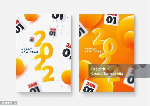 Set Poster Selamat Tahun Baru Kartu Ucapan Sampul Liburan Merry