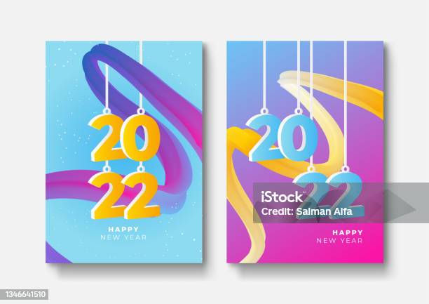 Set Poster Selamat Tahun Baru Kartu Ucapan Sampul Liburan Merry
