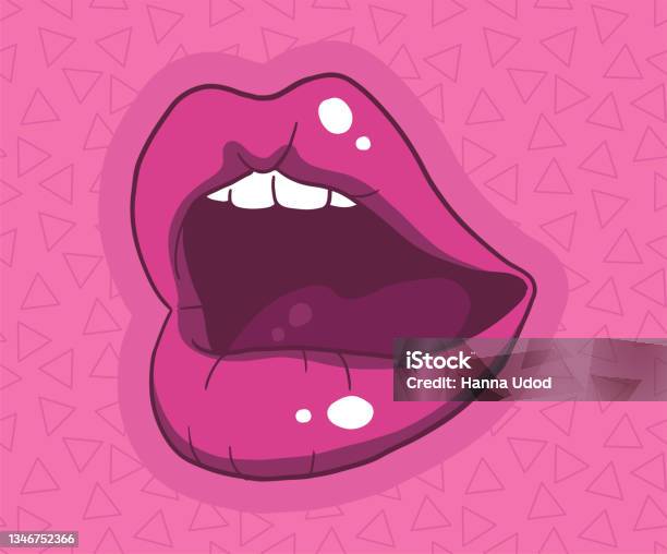 Open Lips In Cartoon Style Stock Illustration Download Image Now Illustration Tongue