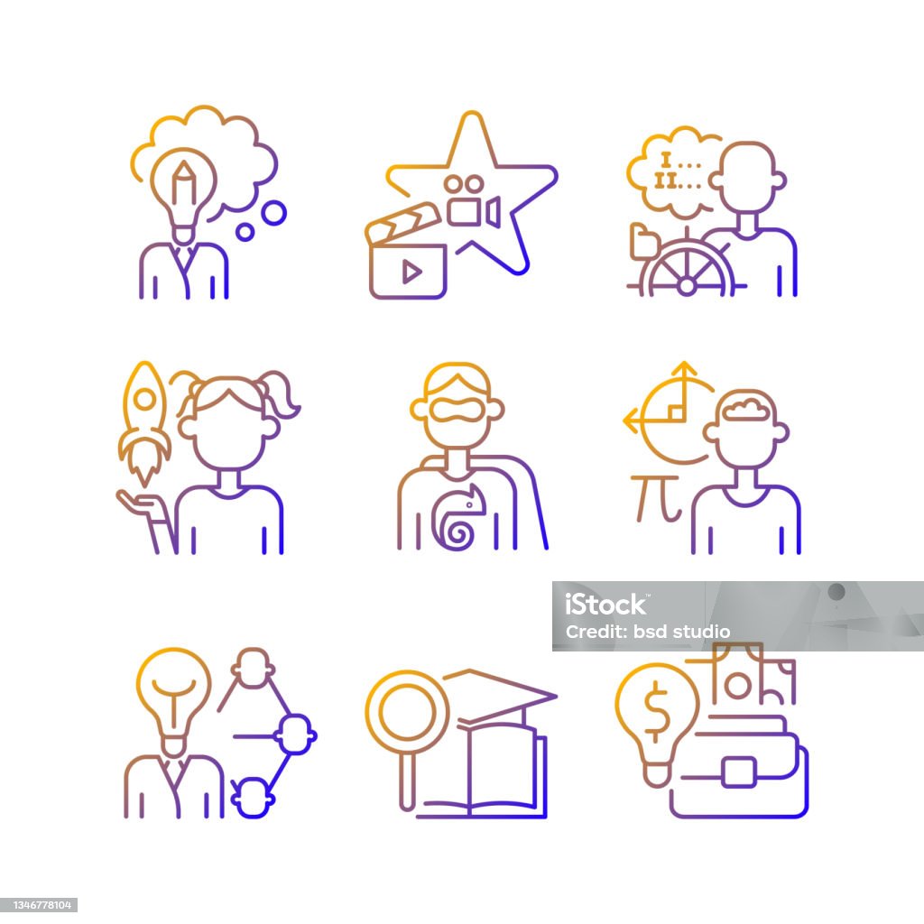 Vocation Gradient Linear Vector Icons Set Stock Illustration Download