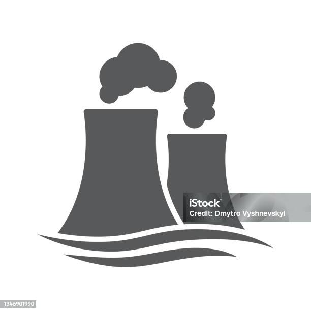 Tuyaux De Centrale Nucléaire Silhouette Icône Vectorielle Isolée Sur