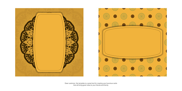Brosur Ucapan Selamat Dengan Warna Kuning Dengan Mandala Dalam Ornamen
