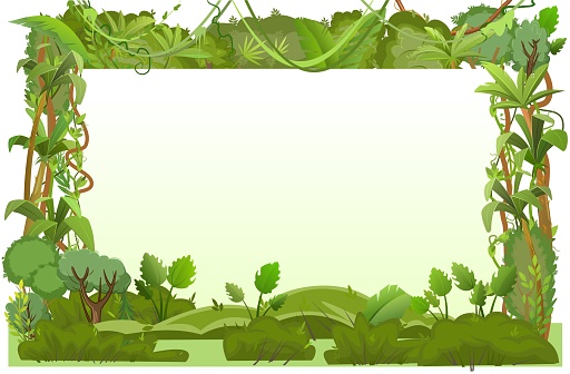 Bingkai Hutan Pohon Tropis Hijau Tumbuhan Dan Semaksemak Gaya Kartun ... Bingkai Hutan Pohon Tropis Hijau Tumbuhan Dan Semaksemak Gaya Kartun ...