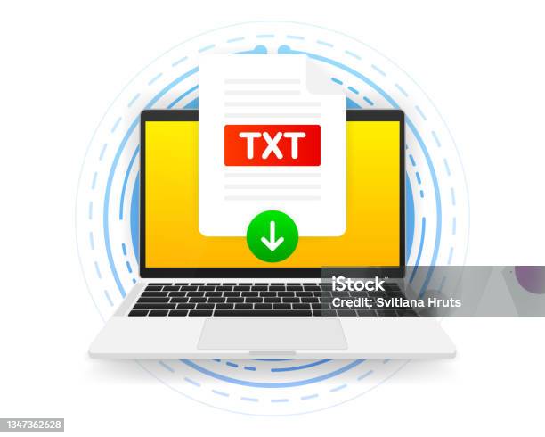 Unduh File Ikon Txt Dengan Label Di Komputer Layar Mengunduh Konsep