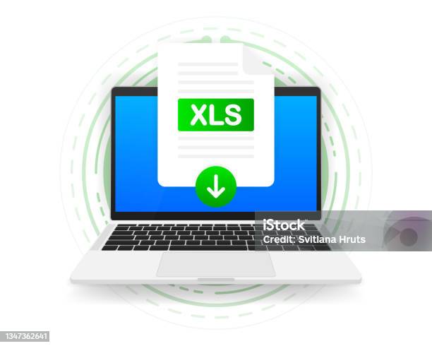 Unduh File Ikon Xls Dengan Label Di Komputer Layar Mengunduh Konsep