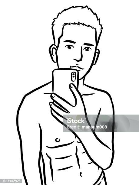 Dessin Animé Dhomme Mignon En Noir Et Blanc Pour Le Coloriage Vecteurs