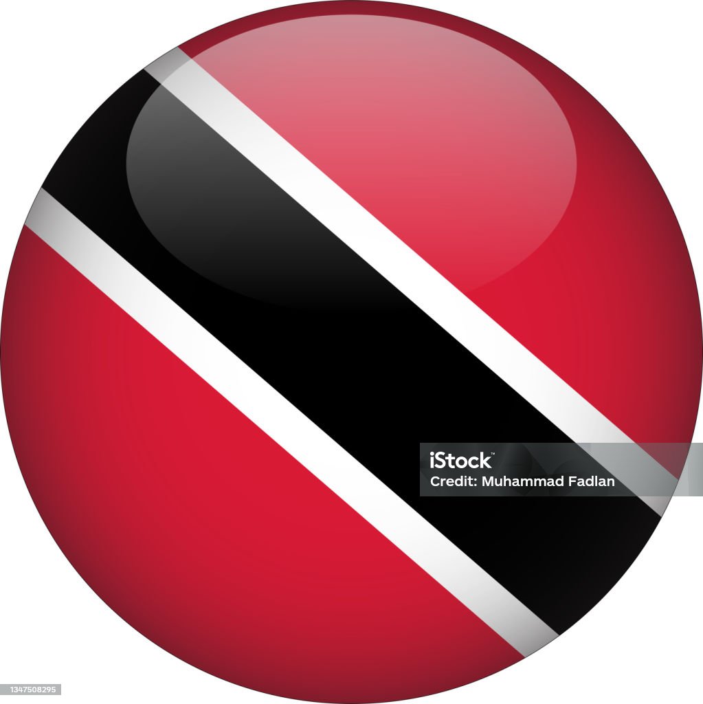 Trinidad And Tobago 3d Rounded Country Flag Button Icon Stock