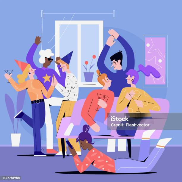 Pesta Menyenangkan Di Rumah Dengan Orangorang Menari Temanteman Menari ... Pesta Menyenangkan Di Rumah Dengan Orangorang Menari Temanteman Menari ...