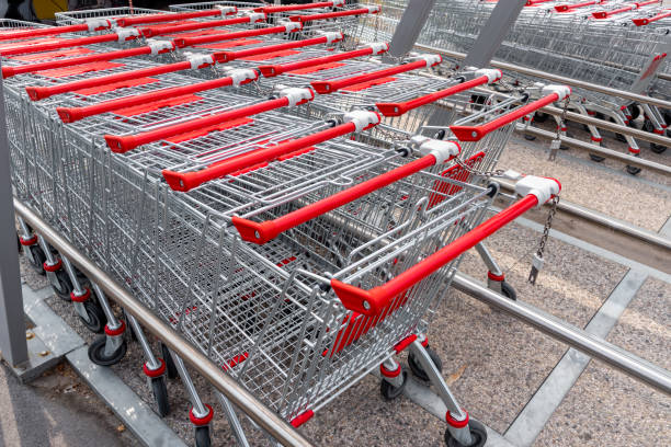 Free Stock Photo of Row of Red and Silver Shopping Carts | Download ...