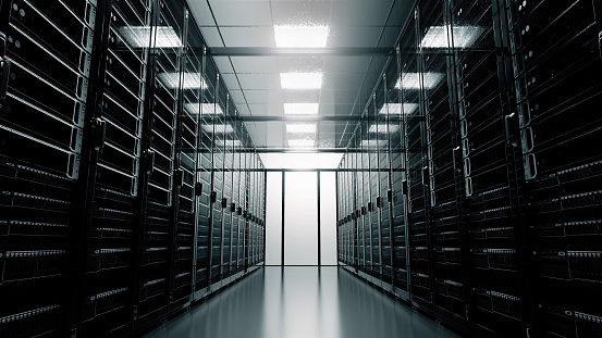 Pusat Data Ruang Server Interior Modern Koneksi Dan Jaringan Cyber Di