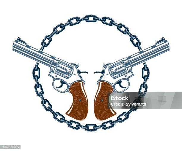 Dua Pistol Silang Lambang Vektor Atau Logo Terisolasi Pada Putih ... Dua Pistol Silang Lambang Vektor Atau Logo Terisolasi Pada Putih ...
