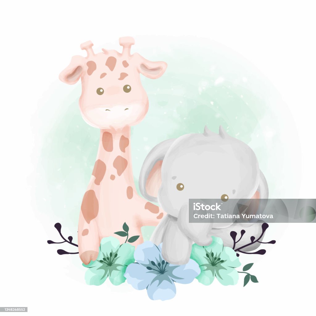 Jerapah Bayi Dan Gajah Yang Indah Ilustrasi Stok - Unduh Gambar ... Jerapah Bayi Dan Gajah Yang Indah Ilustrasi Stok - Unduh Gambar ...