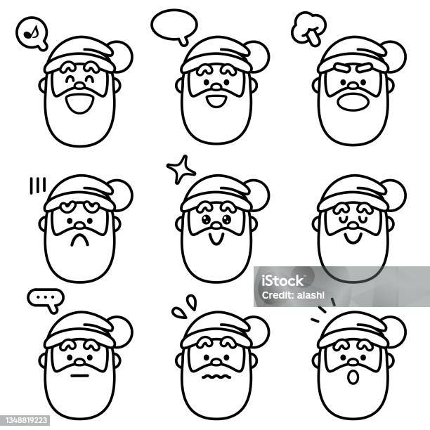 Set Ikon Natal Dari Santa Claus Yang Lucu Dengan Sembilan Ekspresi ... Set Ikon Natal Dari Santa Claus Yang Lucu Dengan Sembilan Ekspresi ...