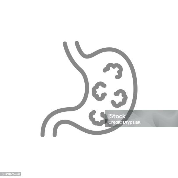Estomac Avec Icône De Ligne De Tumeurs Cancer De Lestomac Maladie