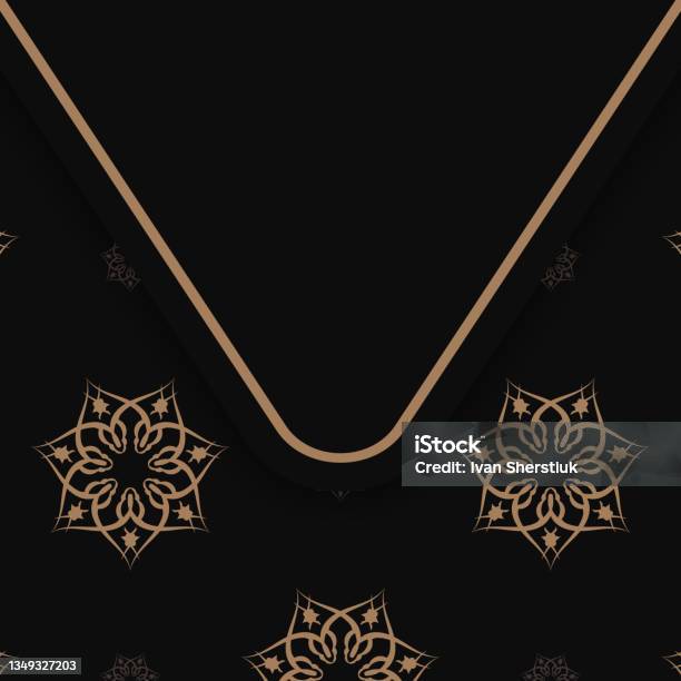 Kartu Ucapan Hitam Dengan Ornamen Coklat Vintage Untuk Ucapan Selamat
