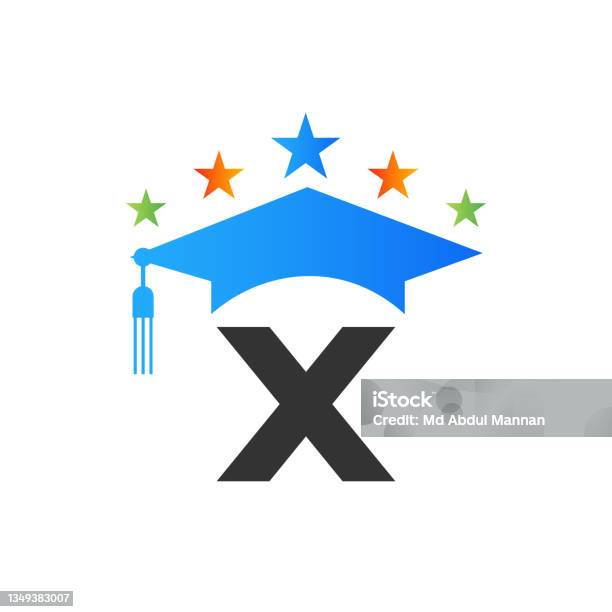 Lettre X Logo De Léducation Concept De Casquette De Graduation Initiale