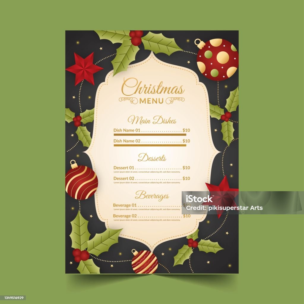 Ilustración De Plantilla De Menú De Navidad Diseño Vectorial Plano