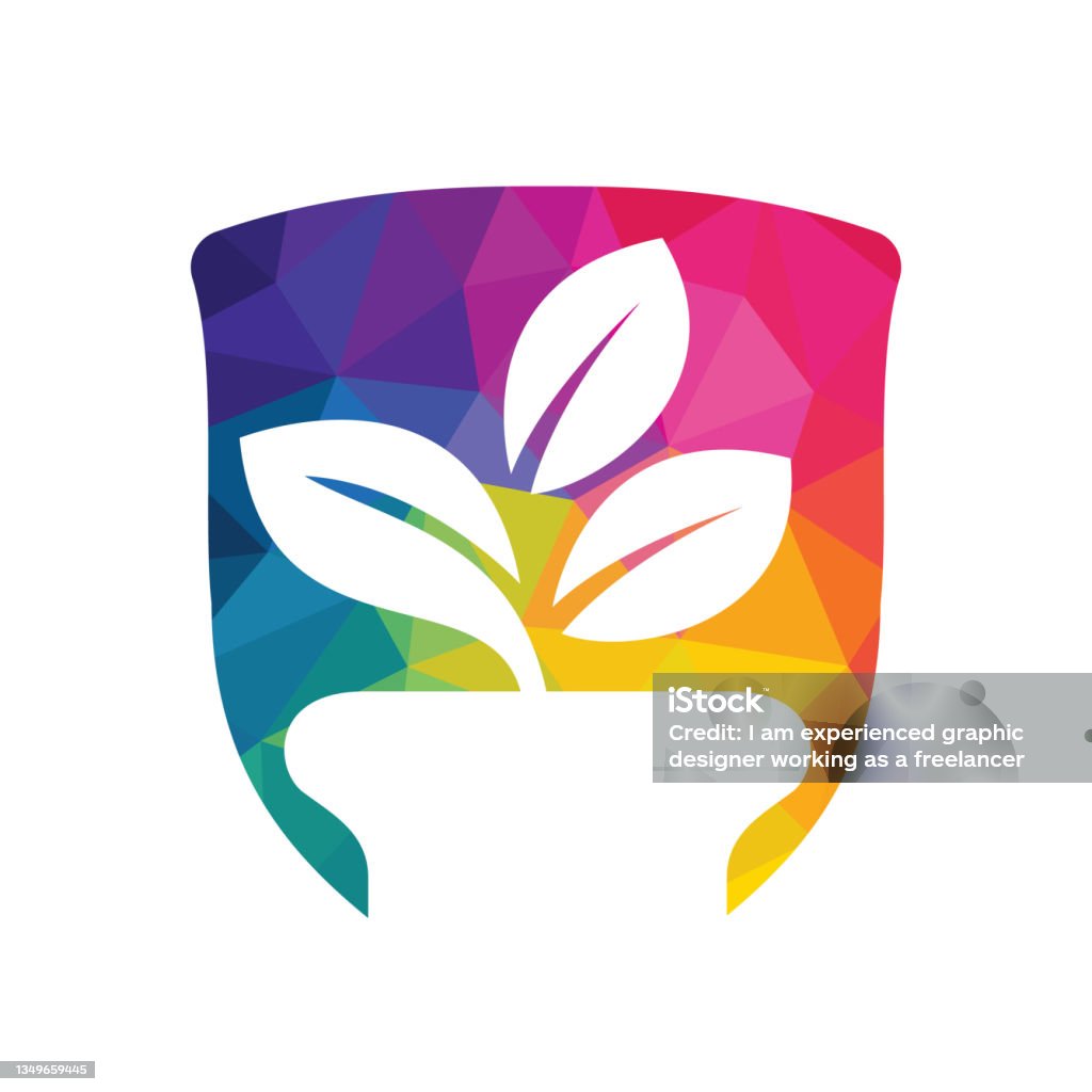 Flower Pot And Plant Logo Growth Vector Logo Stock Illustration