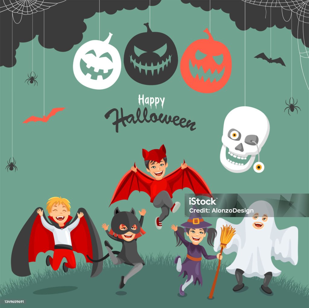 Halloween Party Trick Or Treaters Poster Stock Illustration Download