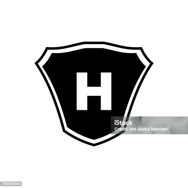 Ilustración De Plantilla De Logotipo De Emblema De Escudo Letra H